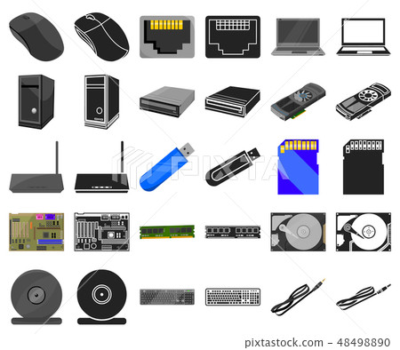 Personal computer cartoon,black icons in set... - Stock Illustration ...