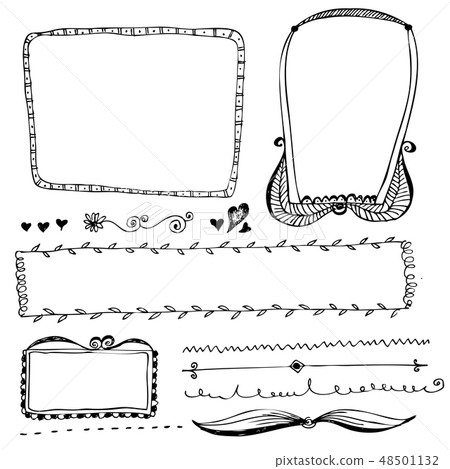 Hand drawn vector border line design elements set - Stock Illustration ...