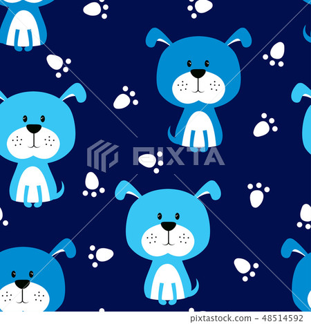 seamless blue dog pattern - Stock Illustration [48514592] - PIXTA