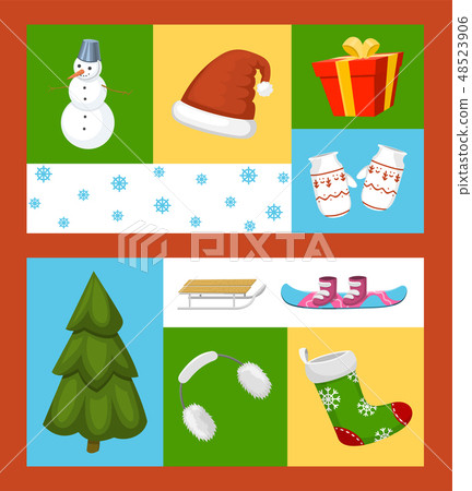 Winter holiday time set of banners vector... - Stock Illustration ...