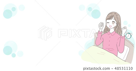Young lady morning wake up frame material - Stock Illustration ...