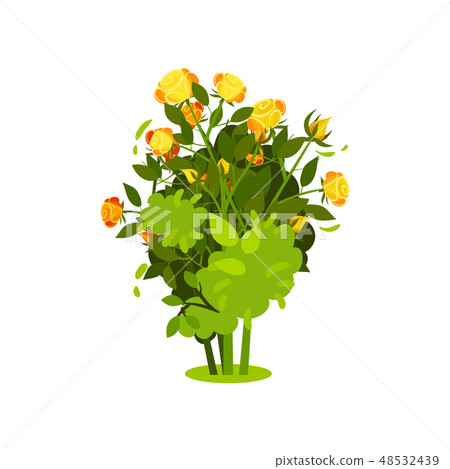 Flat vector icon of bush with bright... - Stock Illustration [48532439 ...