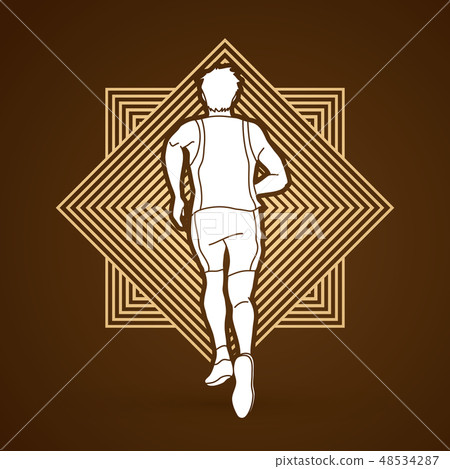 Athlete runner, Man running back view vector-插圖素材 [48534287] - PIXTA圖庫