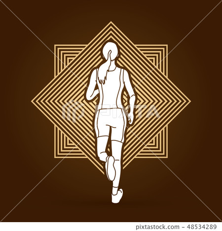 Athlete runner, Woman running back view vector - Stock Illustration ...
