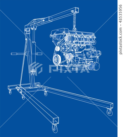 Engine hoist with engine outline - Stock Illustration [48535956] - PIXTA