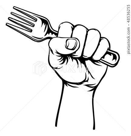 Hand Holding Fork - Stock Illustration [48536255] - PIXTA