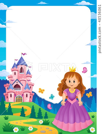 Princess and castle composition frame 1 - Stock Illustration [48536861 ...
