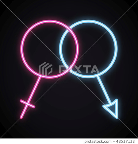 Bright neon gender men and women sign. Glowing...-插圖素材 [48537138] - PIXTA圖庫