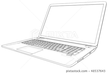 Laptop. outline computer. Vector illustration....-插圖素材 [48537643] - PIXTA圖庫