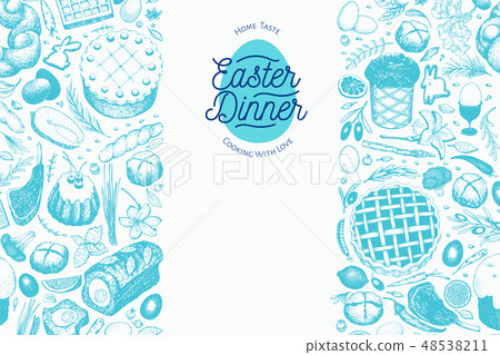 Easter dinner banner template. - Stock Illustration [48538211] - PIXTA