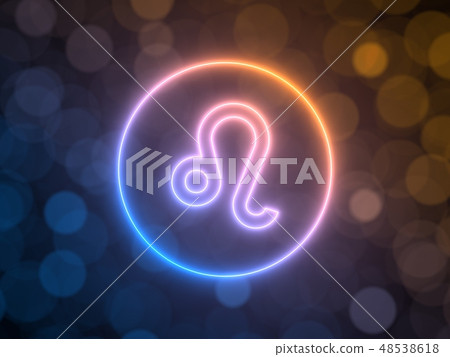 glowing neon sign of leo with blurred bokeh... - Stock Illustration ...