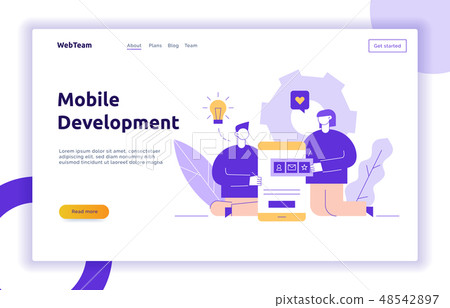 Vector mobile application development banner - Stock Illustration ...