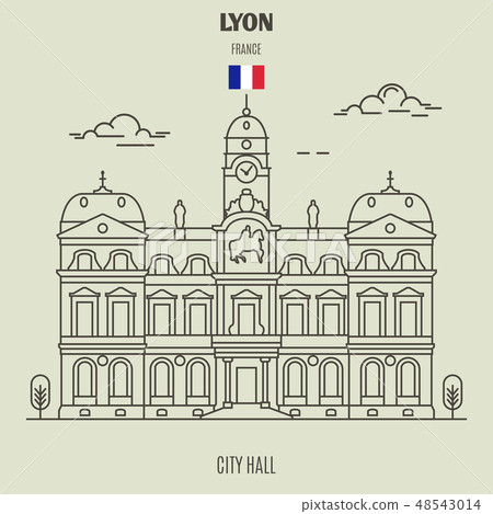 City Hall in Lyon, France. Landmark icon.eps - Stock Illustration ...