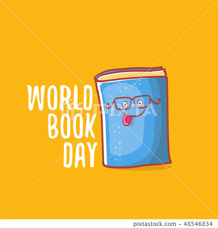 World book day greeting card with cartoon... - Stock Illustration ...