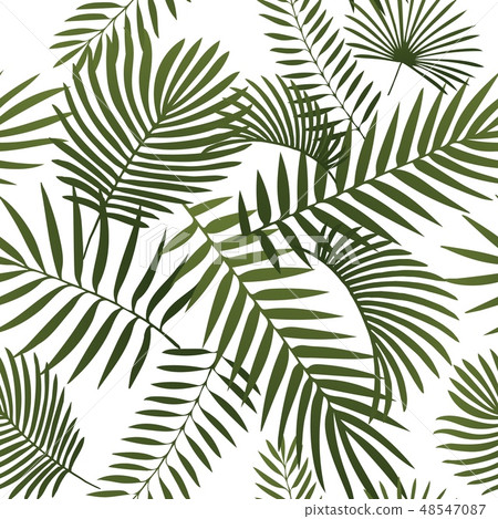Green tropical leaves. Seamless graphic design... - Stock Illustration ...