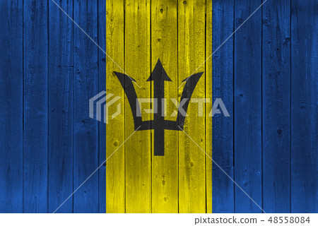Barbados flag painted on old wood plank - Stock Illustration [48558084 ...