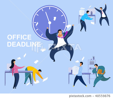 Office Deadline Flat Vector Illustrations Set - Stock Illustration ...