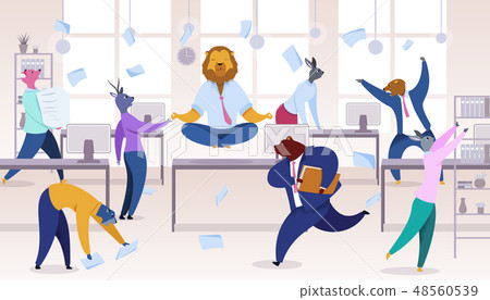 Office Workers with Animals Heads Vector Clipart - Stock Illustration ...