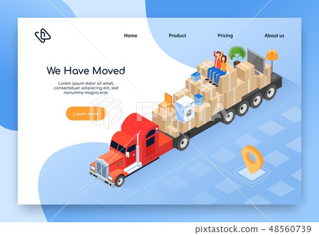 House Moving Company Isometric Vector Website - Stock Illustration ...