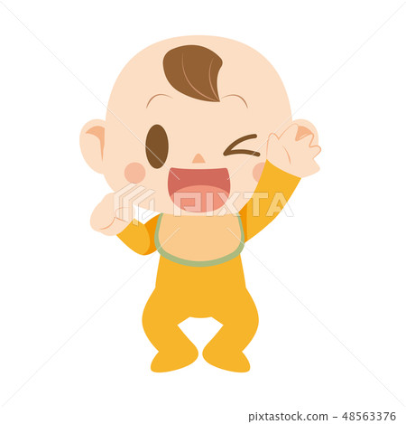 Baby winking with lifting his hands - Stock Illustration [48563376] - PIXTA