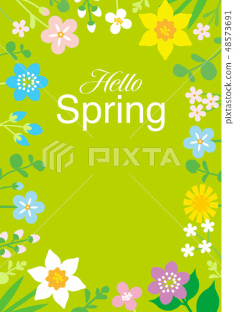 Hello Spring vertically framed yellow green... - Stock Illustration ...