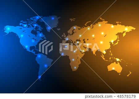 Blue and orange global map background, vector-插圖素材 [48578179] - PIXTA圖庫