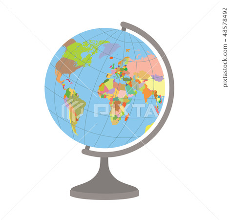 World globe on a stand. Political map of the... - Stock Illustration ...