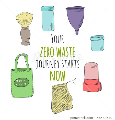 Zero Waste Concept. Hand drawn elements - Stock Illustration [48582640 ...