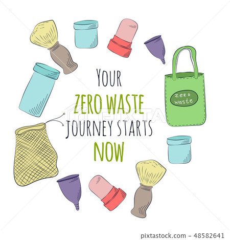 Zero Waste Concept. Hand drawn elements - Stock Illustration [48582641 ...