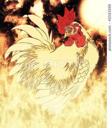 Ukiyo-e Chicken Flame version - Stock Illustration [48583899] - PIXTA