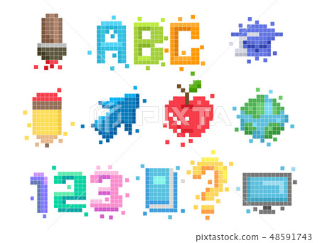Pixel Art Education Elements Illustration - Stock Illustration ...