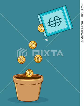 Invest Money Plant Pot Illustration - Stock Illustration [48591750] - PIXTA