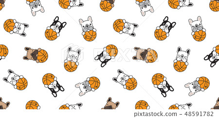 dog seamless pattern french bulldog vector ball - Stock Illustration ...