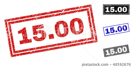 Grunge 15.00 Scratched Rectangle Stamps - Stock Illustration [48592676 ...