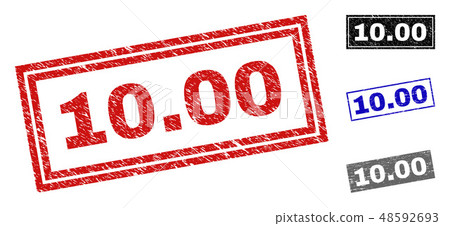 Grunge 10.00 Textured Rectangle Stamp Seals - Stock Illustration ...