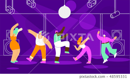 People Dancing in Night Club Flat Vector Concept-插圖素材 [48595331] - PIXTA圖庫