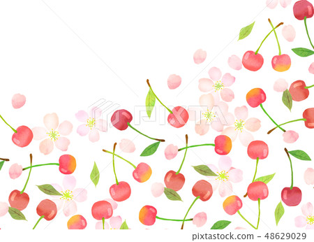 Felt fruit cherries collage - Stock Illustration [48629029] - PIXTA