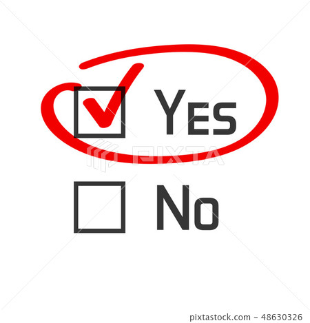 Yes no checked with red marker line - Stock Illustration [48630326] - PIXTA
