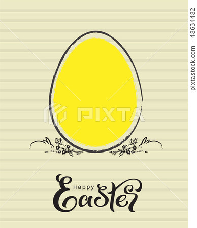 Happy easter yellow egg greeting card and two - Stock Illustration ...