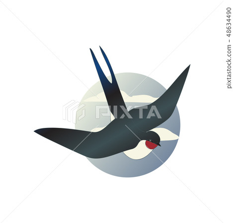 Martlet in flying action with wide open wings.... - Stock Illustration ...