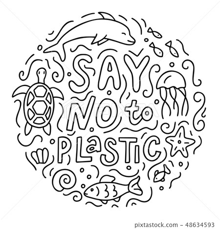 Say no to plastic doodle - Stock Illustration [48634593] - PIXTA