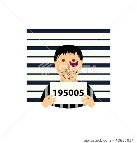 Prisoner in front of wall with scale icon - Stock Illustration ...