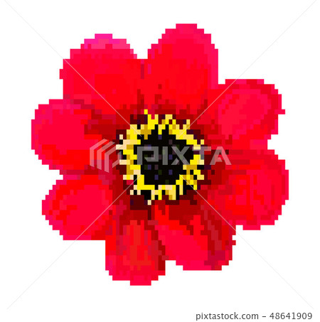 Red pixel flower art - Stock Illustration [48641909] - PIXTA