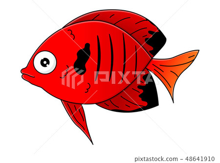 Cute red sea-fish in cartoon style. Vector... - Stock Illustration ...