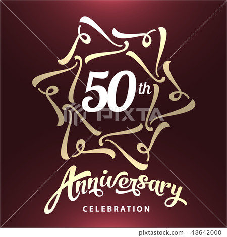 50th anniversary label golden design elements - Stock Illustration ...