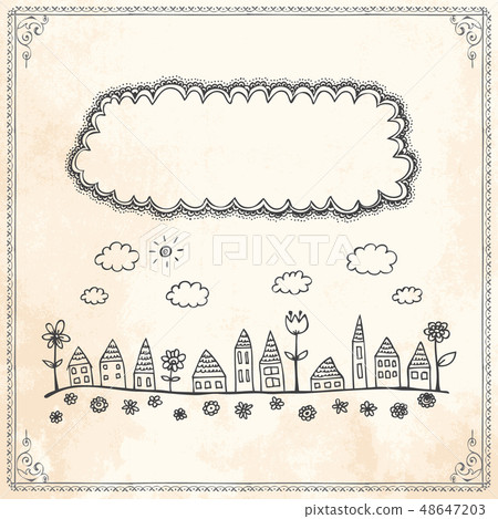 Hand drawn line border frame design elements set - Stock Illustration ...