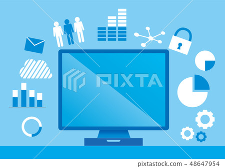 Illustration and Internet image of flat design PC - Stock Illustration ...