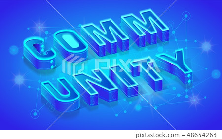 Community Isometric Vector Banner Template, Neon - Stock Illustration ...