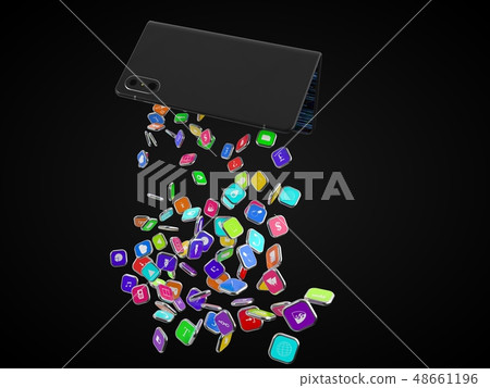 smartphone icons extracting from Foldable... - Stock Illustration ...
