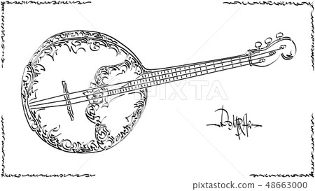 Illustration of stylized drawing domra. - Stock Illustration [48663000 ...